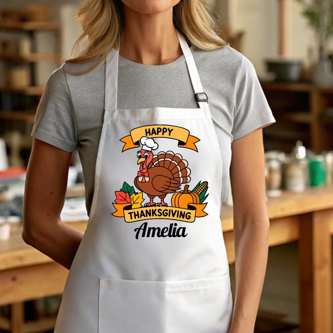 Personalized Turkey Apron: Thanksgiving Family Kitchen Apron - Etsy