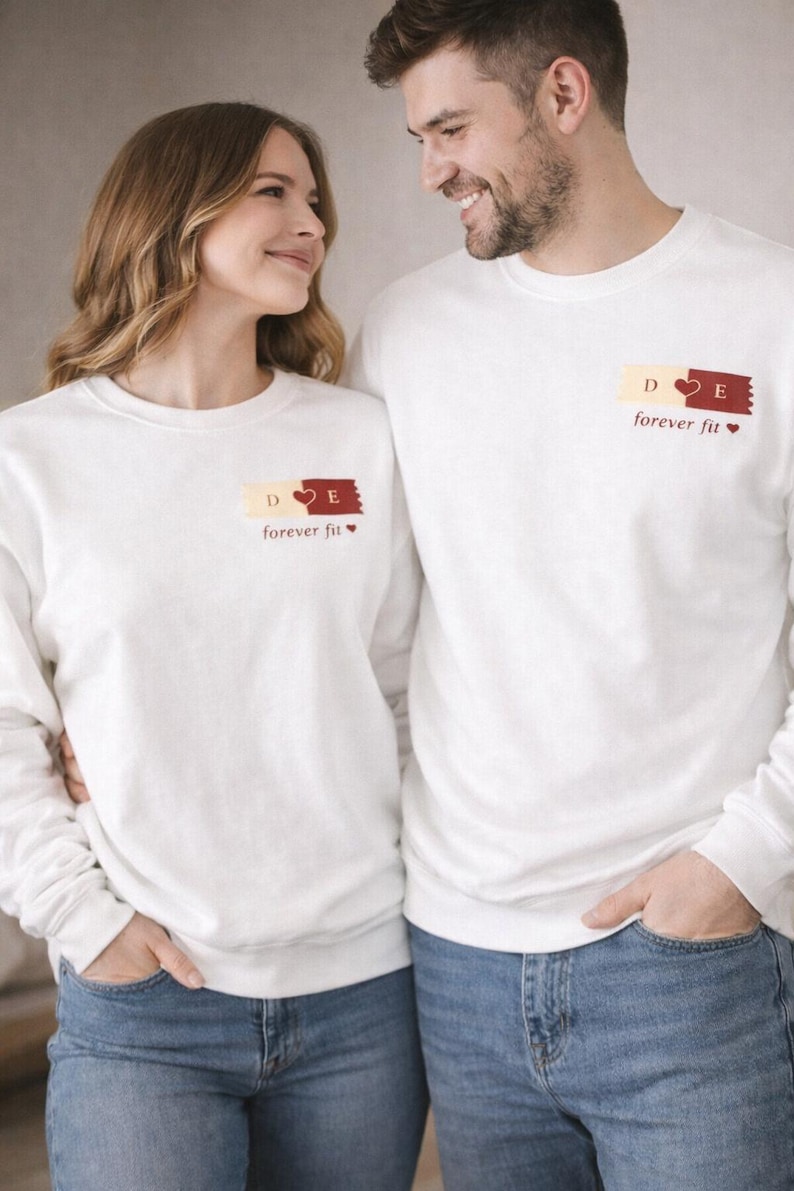 Personalized Initial Couple Sweatshirt, Matching His and Hers Pullover ...