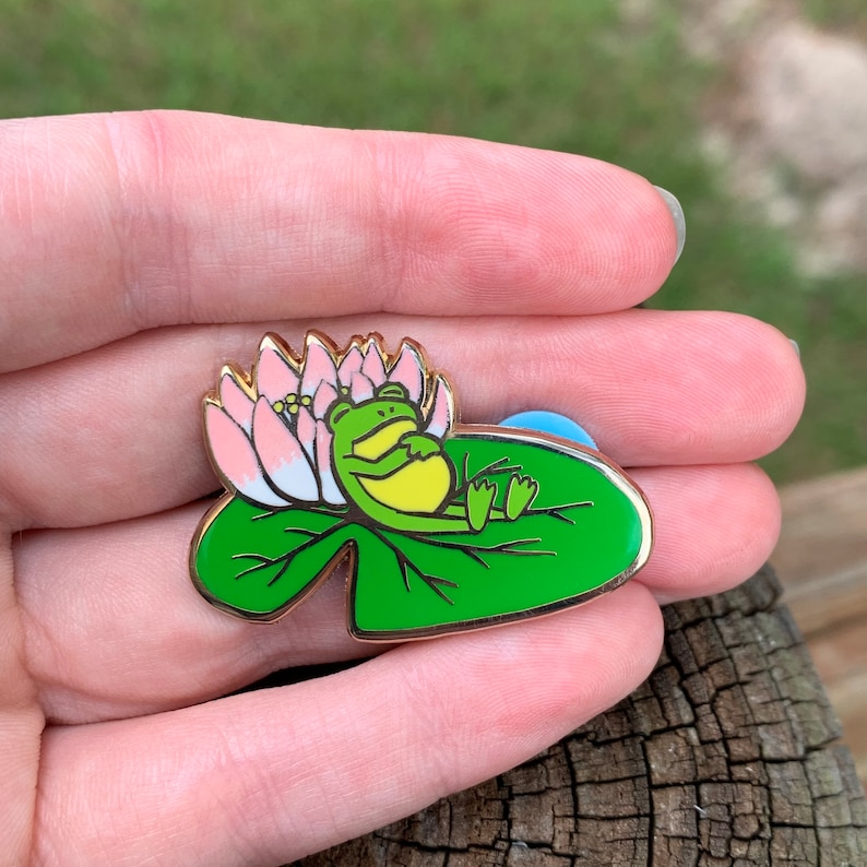 Lotus Frog Napping Enamel Pin - Etsy