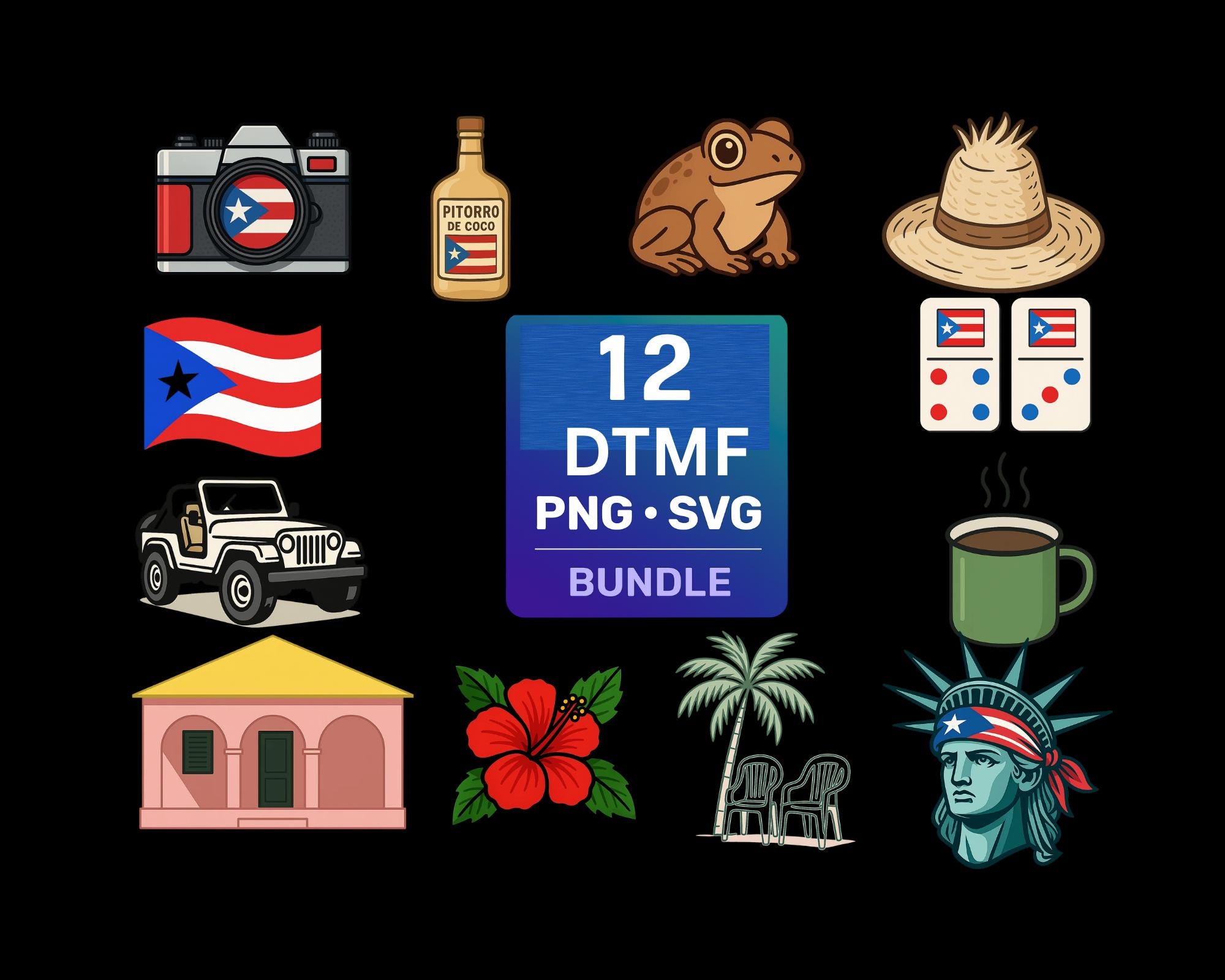 DTMF Clipart PNG, Puerto Rico Clipart Bundle Svg Png, Sapo Concho ...
