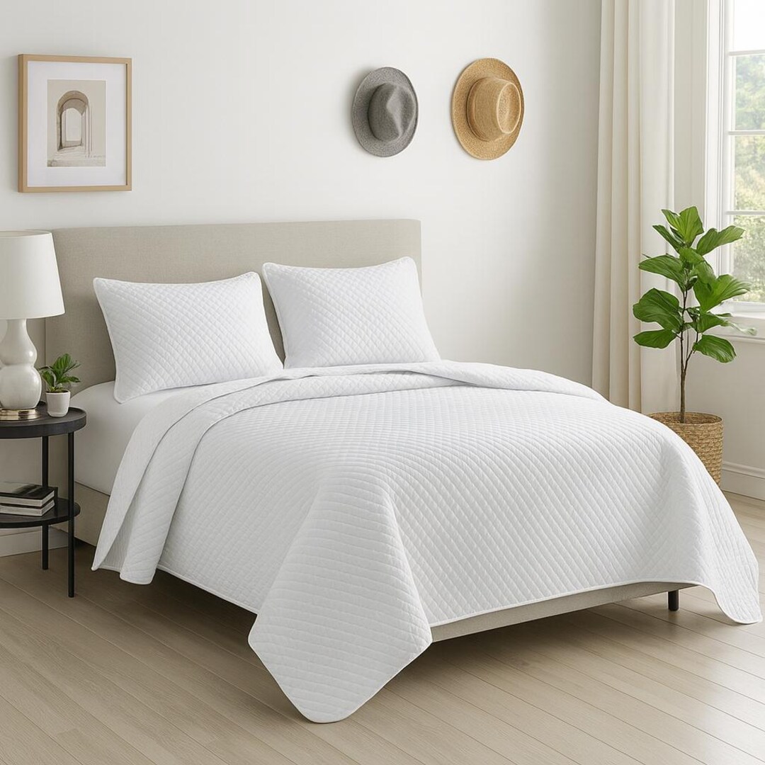 Solid Color 3-piece Quilt Set With Cotton Blend Shell & 100% Cotton ...