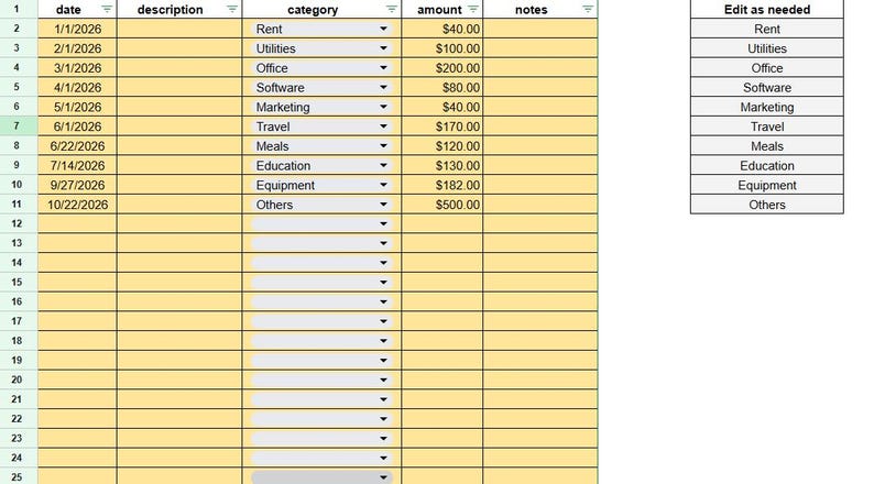 Expense Tracker Excel for Freelancers | Monthly & Yearly Overview - Etsy