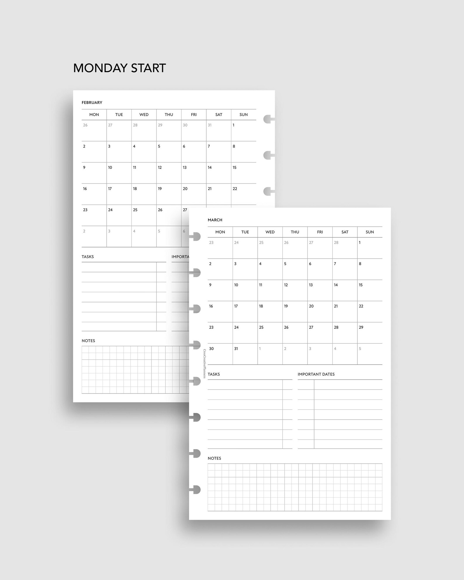 Half Letter 2026 Monthly Overview Planner Insert Printable Month With ...