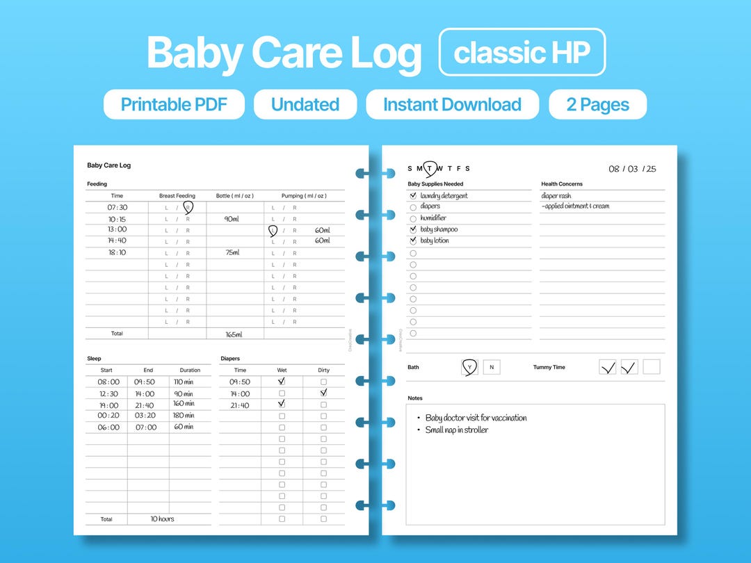 Classic HP Baby Care Log: Printable Newborn Tracker (digital Download ...