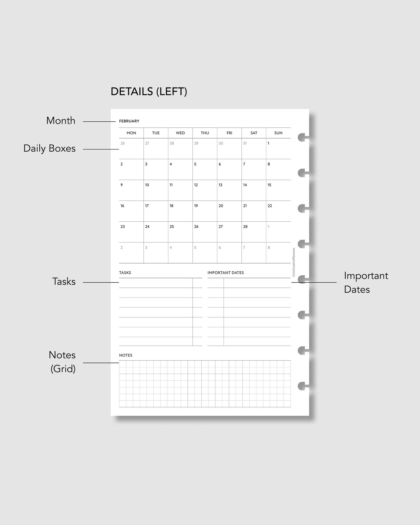 Half Letter 2026 Monthly Overview Planner Insert Printable Month With ...
