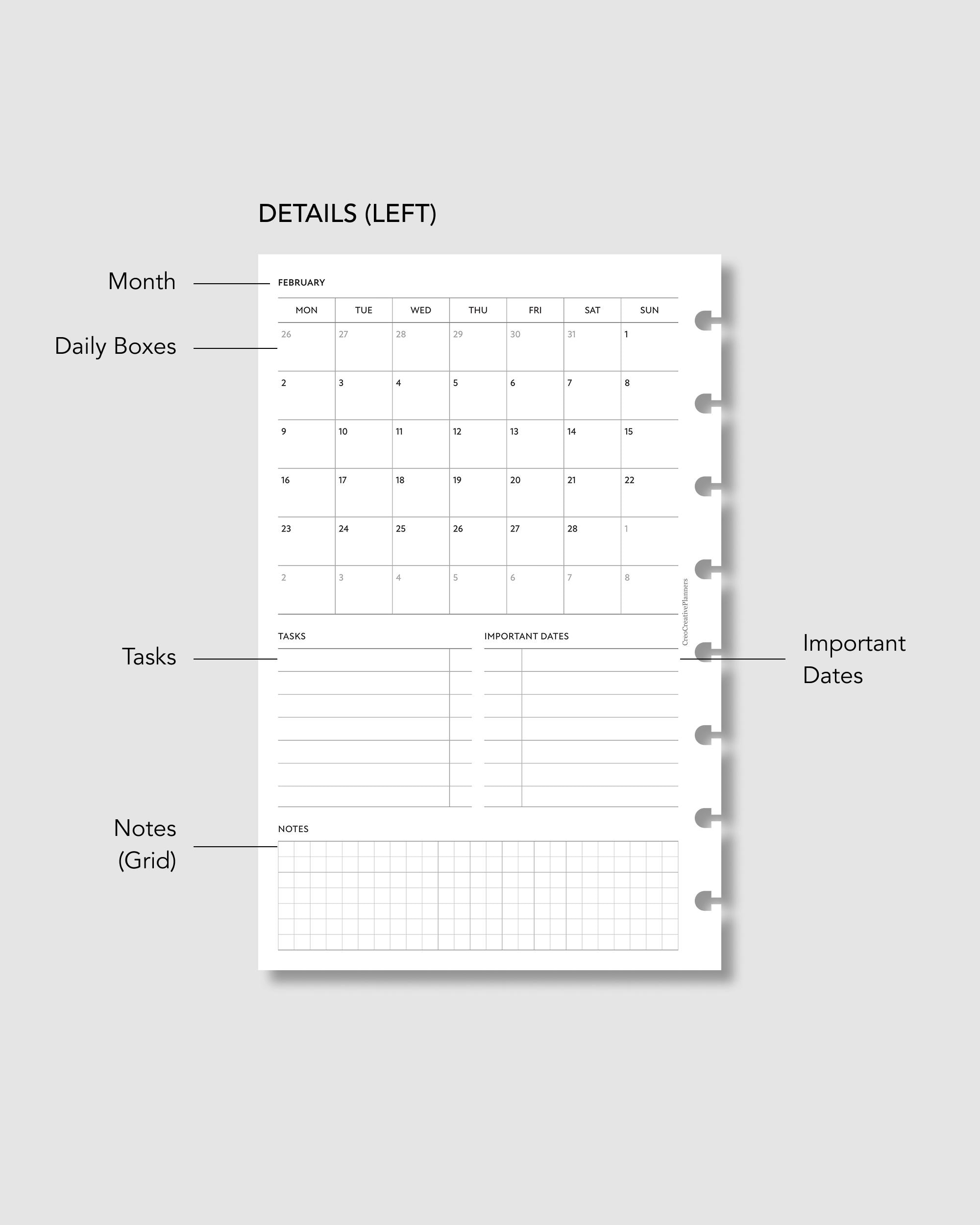 Half Letter 2026 Monthly Overview Planner Insert Printable Month With ...