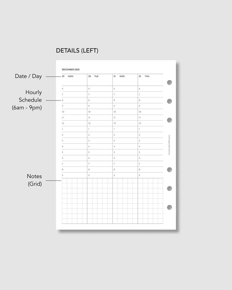 Personal Wide 2026 Weekly Planner Insert Printable Hourly Schedule With ...