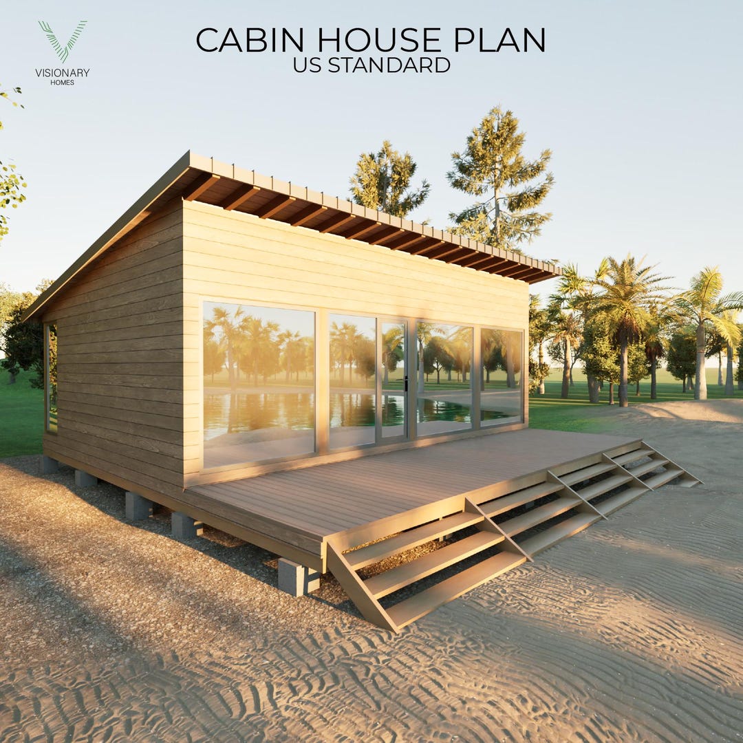 21'x32' Tiny Cabin House Plan 2 Bed 2 Bath 578 SF Blueprint PDF ...