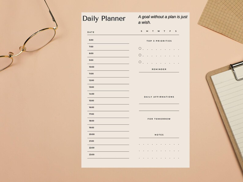 Minimalist Daily Life Planner: Printable Productivity Planner (digital ...