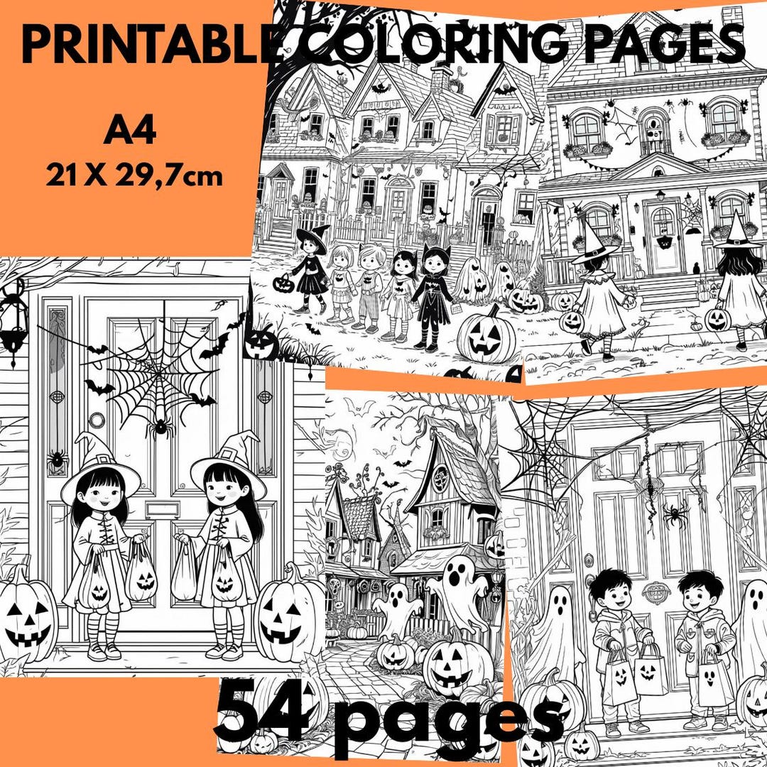54 Halloween Coloring Pages for Kids and Adults to Print PDF - Etsy