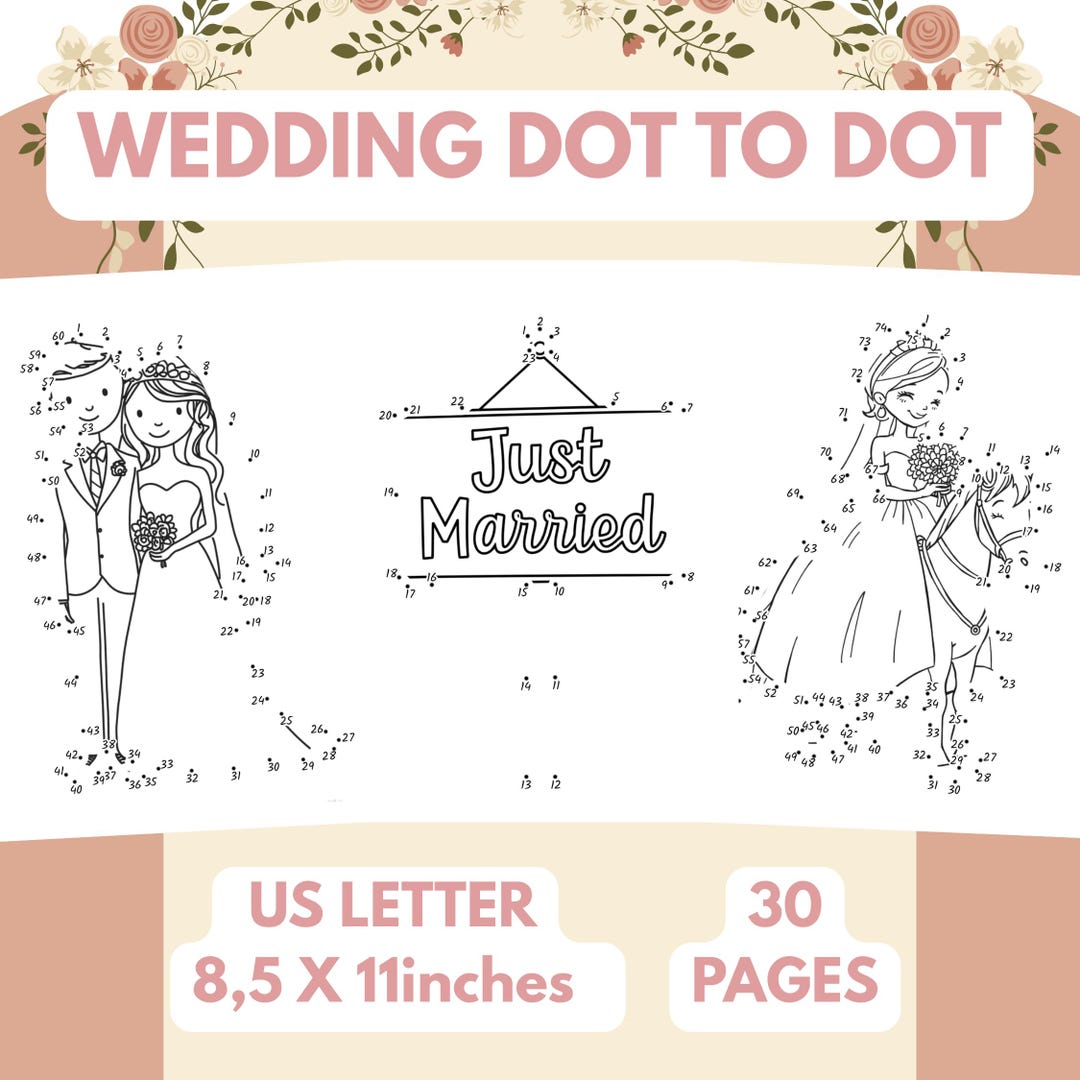 30 Wedding Dot to Dot Activity Page to Print | Wedding Connect Dots ...