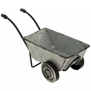 HL Fall Decor Small Mini Galvanized Tin Metal Wheelbarrow Cart - Etsy