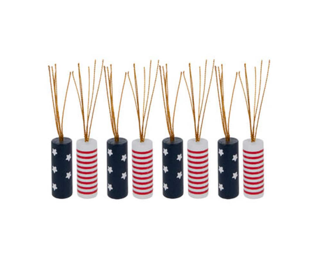 Patriotic Decor Wood Stars and Stripes Small Firecracker 8pc Set - Etsy