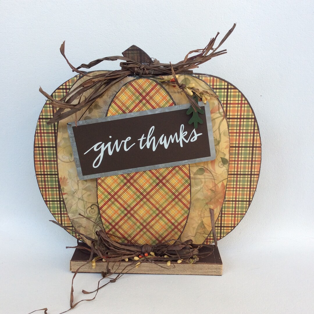 AGD Fall Decor Give Thanks Chunky Wood Pumpkin - Etsy