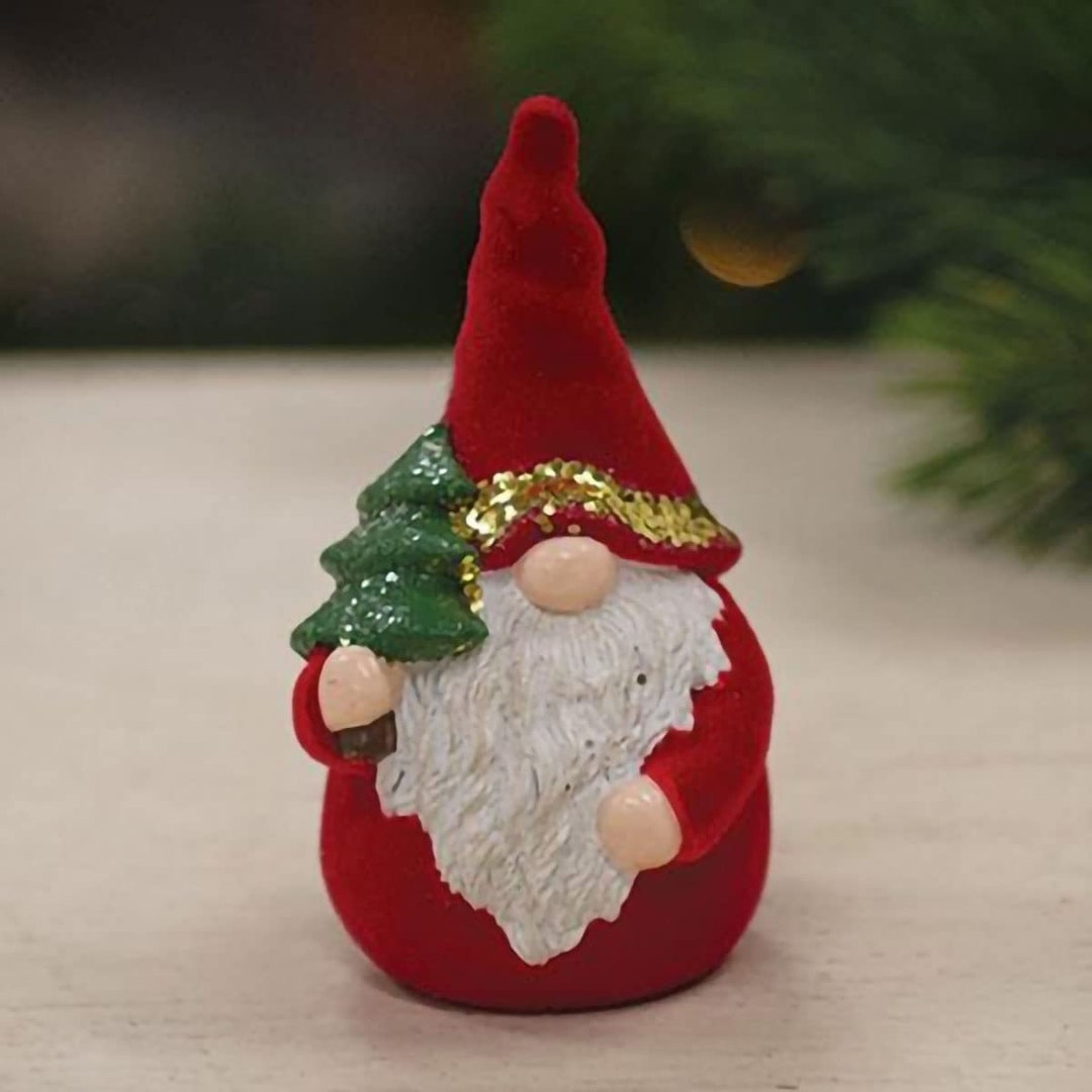 CWI Christmas Craft Decor Small Resin Santa Claus Gnome With Tree - Etsy