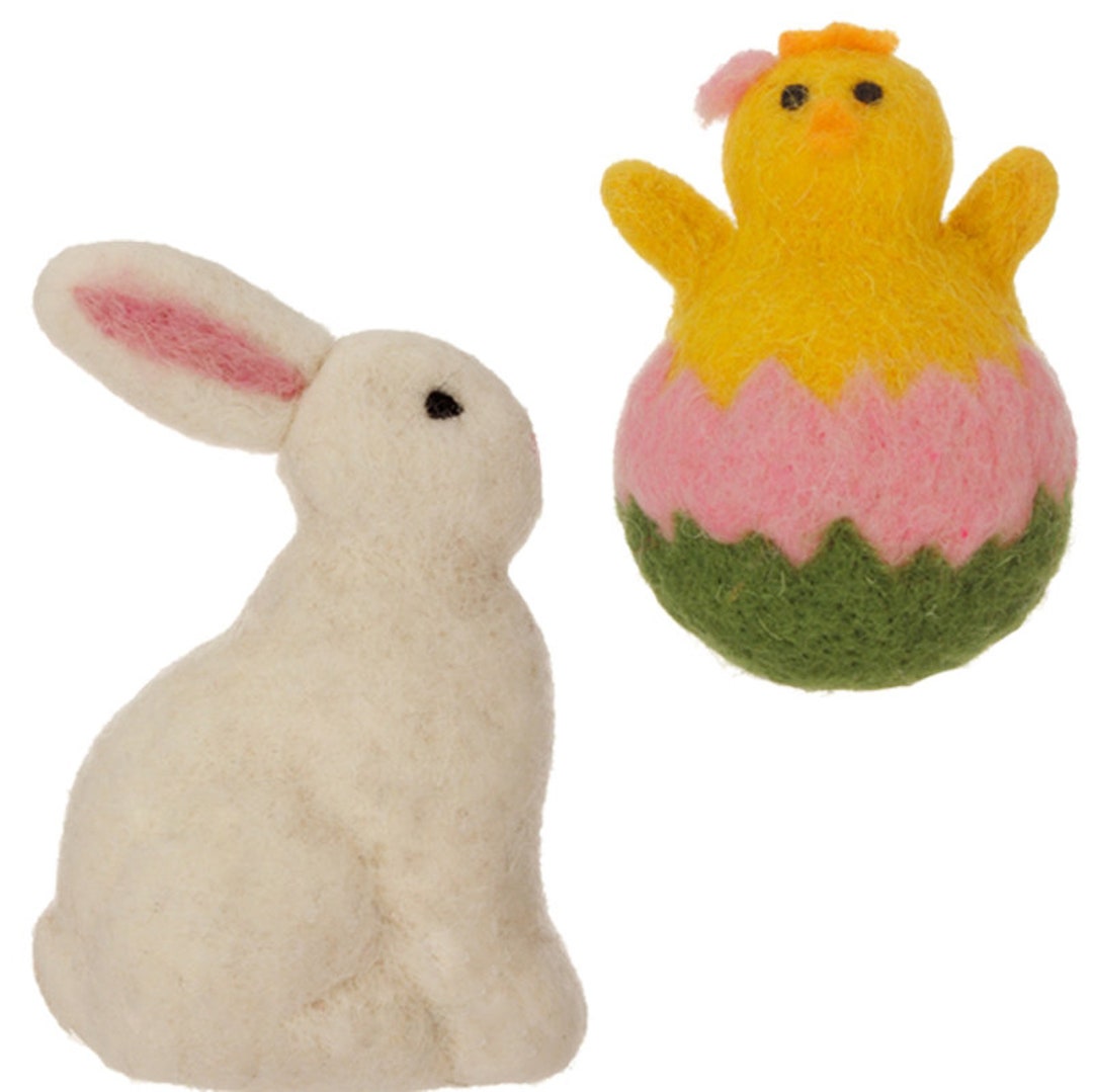 RAZ Easter Decor Furry Chick and Bunny Rabbit 2pc. Set E3508027 - Etsy