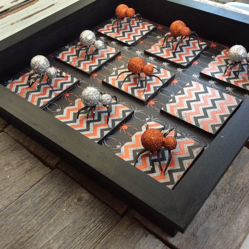 AGD Halloween Decor Spider Tic Tac Toe Board Game - Etsy