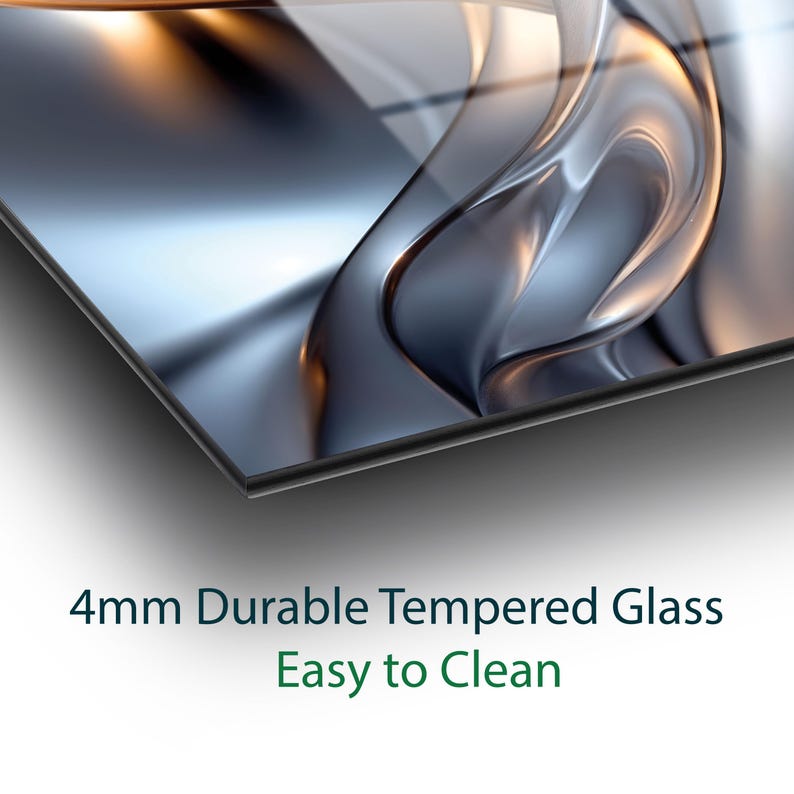 Silver & Bronze Abstract Wall Art – Luxury Tempered Glass Panel ...