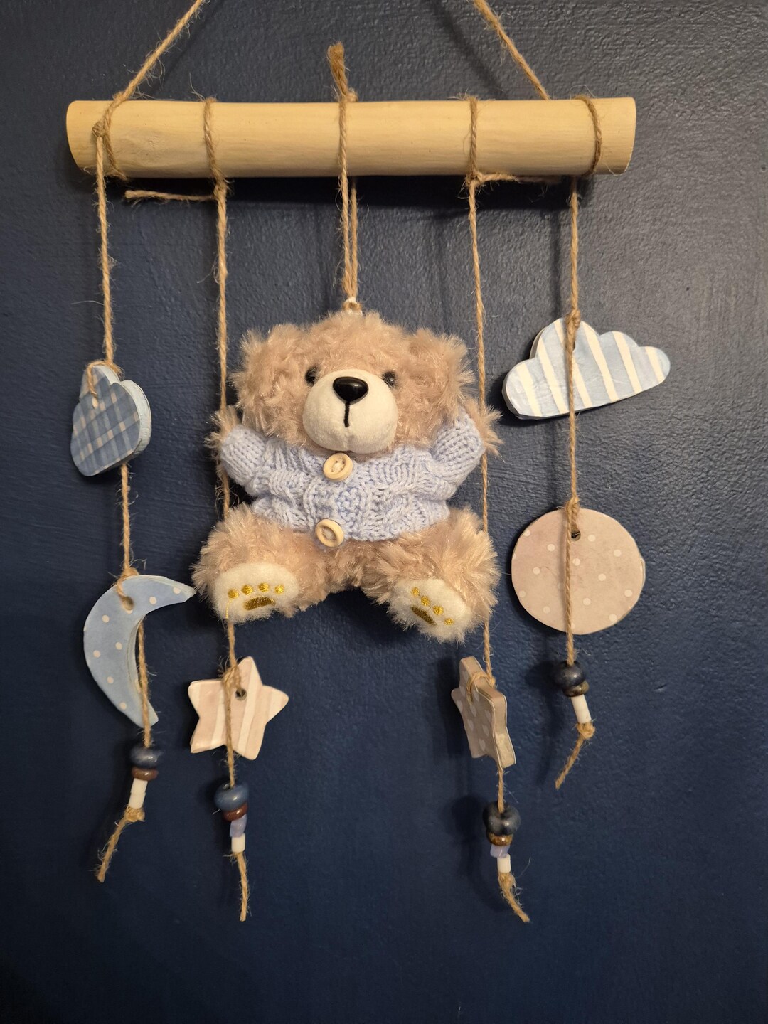 Barney - Handmade, Bespoke Blue Teddy Wall Hanging - Etsy