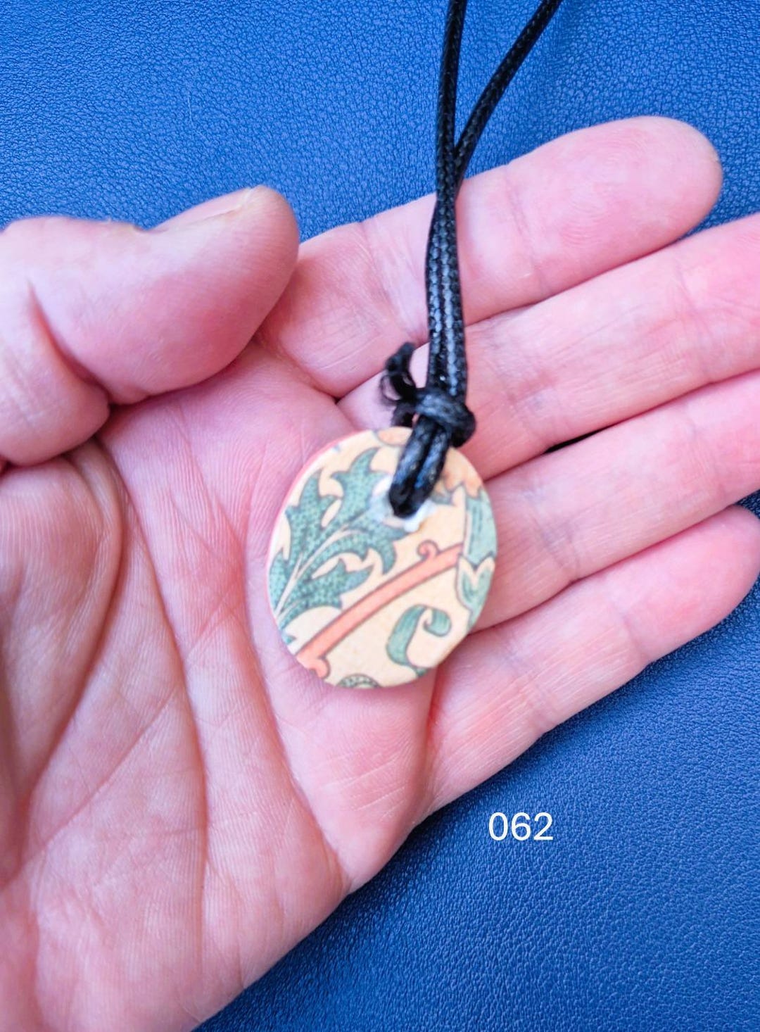 William Morris Clay Pendant Necklace, Varnished Air Drying Clay, Waxed ...