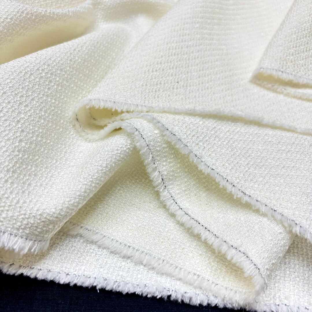 Ecru Shimmery Luxury Tweed Fabric for Jacket-skirt-suit-coats(150 Cm/59 ...