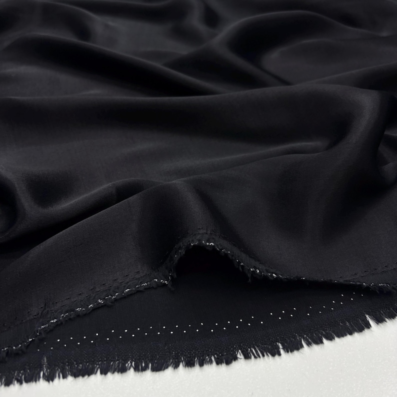 Black Cupro Fabric: Silky Rayon Cotton Blend, Eco-friendly Sewing ...