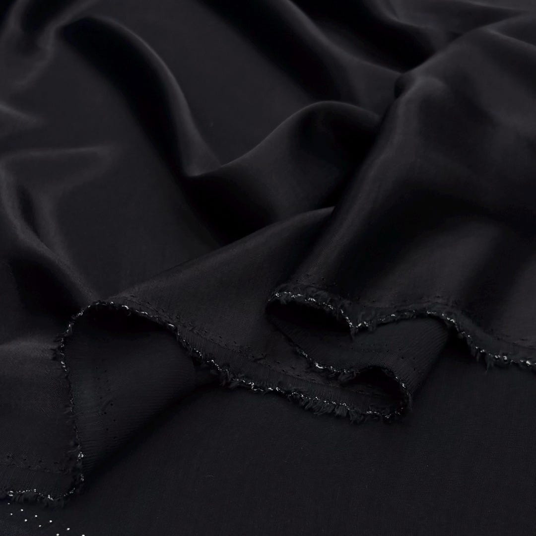 Black Cupro Fabric: Silky Rayon Cotton Blend, Eco-friendly Sewing ...