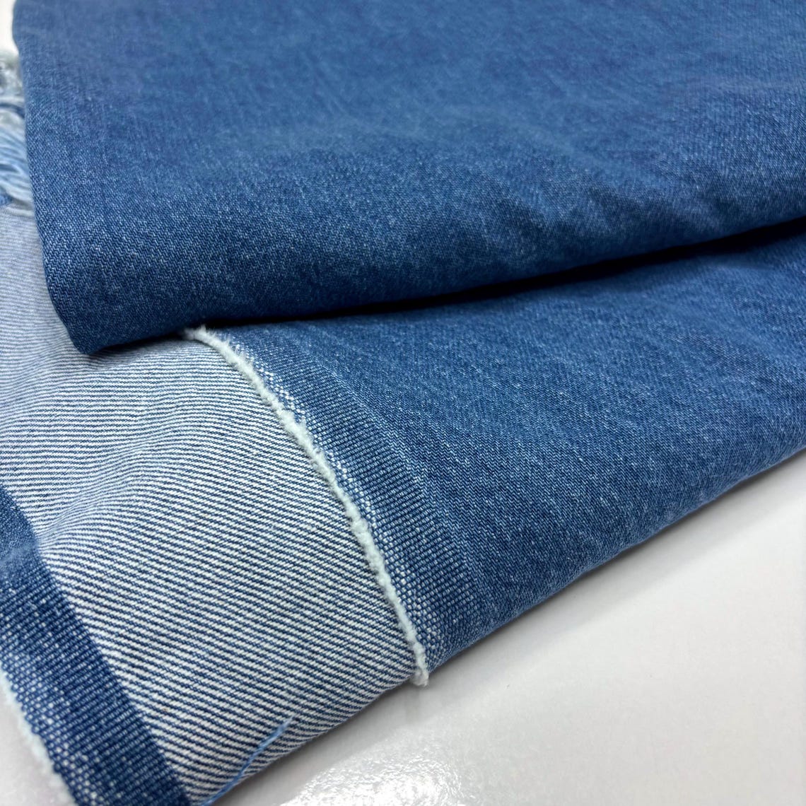 Blue Washed Cotton Denim Fabric: Soft Stonewashed 10 Oz, Trousers ...