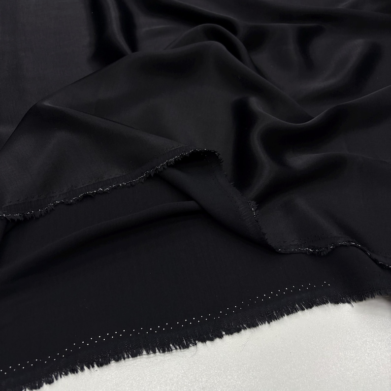 Black Cupro Fabric: Silky Rayon Cotton Blend, Eco-friendly Sewing ...
