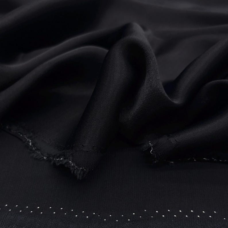 Black Cupro Fabric: Silky Rayon Cotton Blend, Eco-friendly Sewing ...