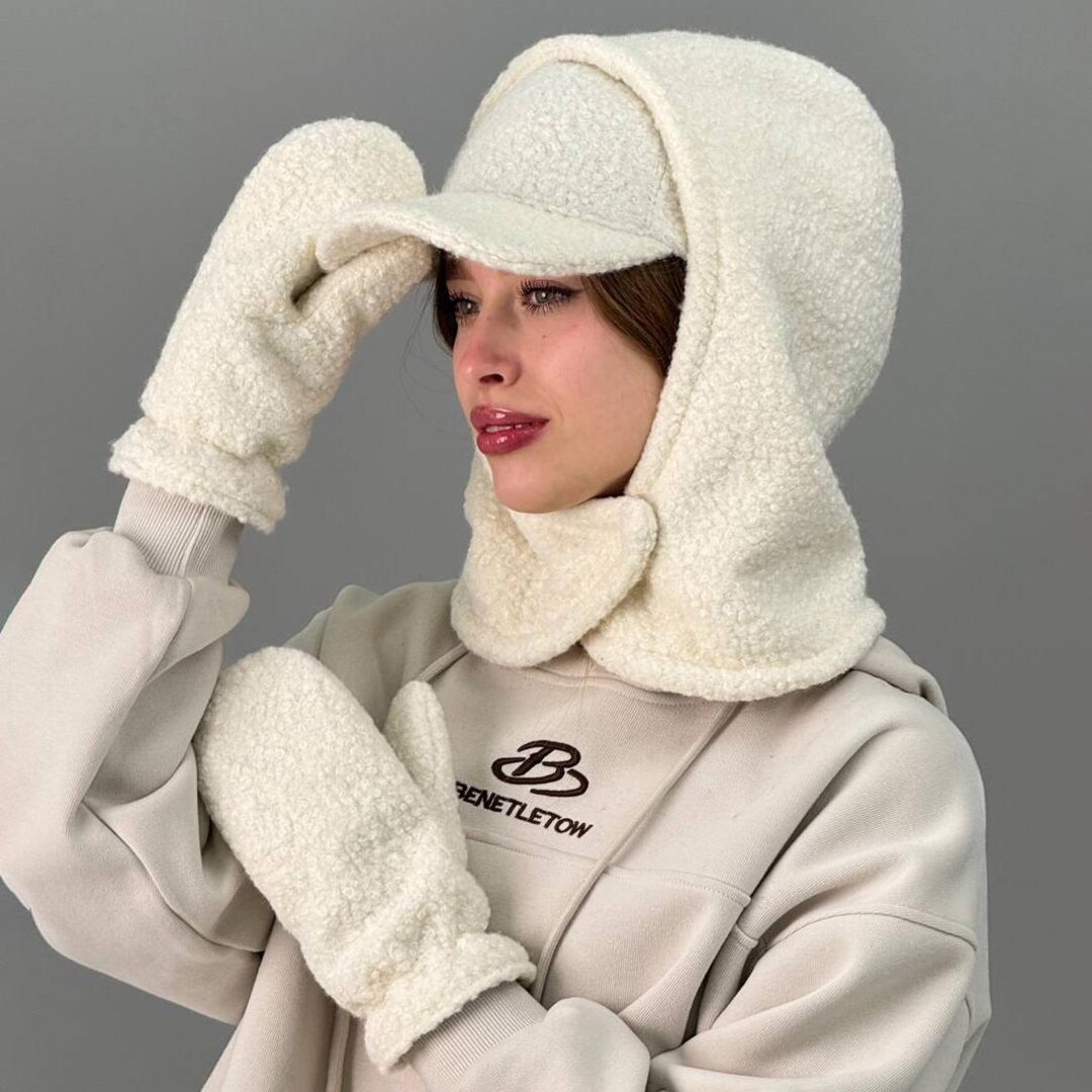 Teddy Winter Set 4 in 1 – Hood, Cap, Mittens & Headband - Cozy Sherpa ...