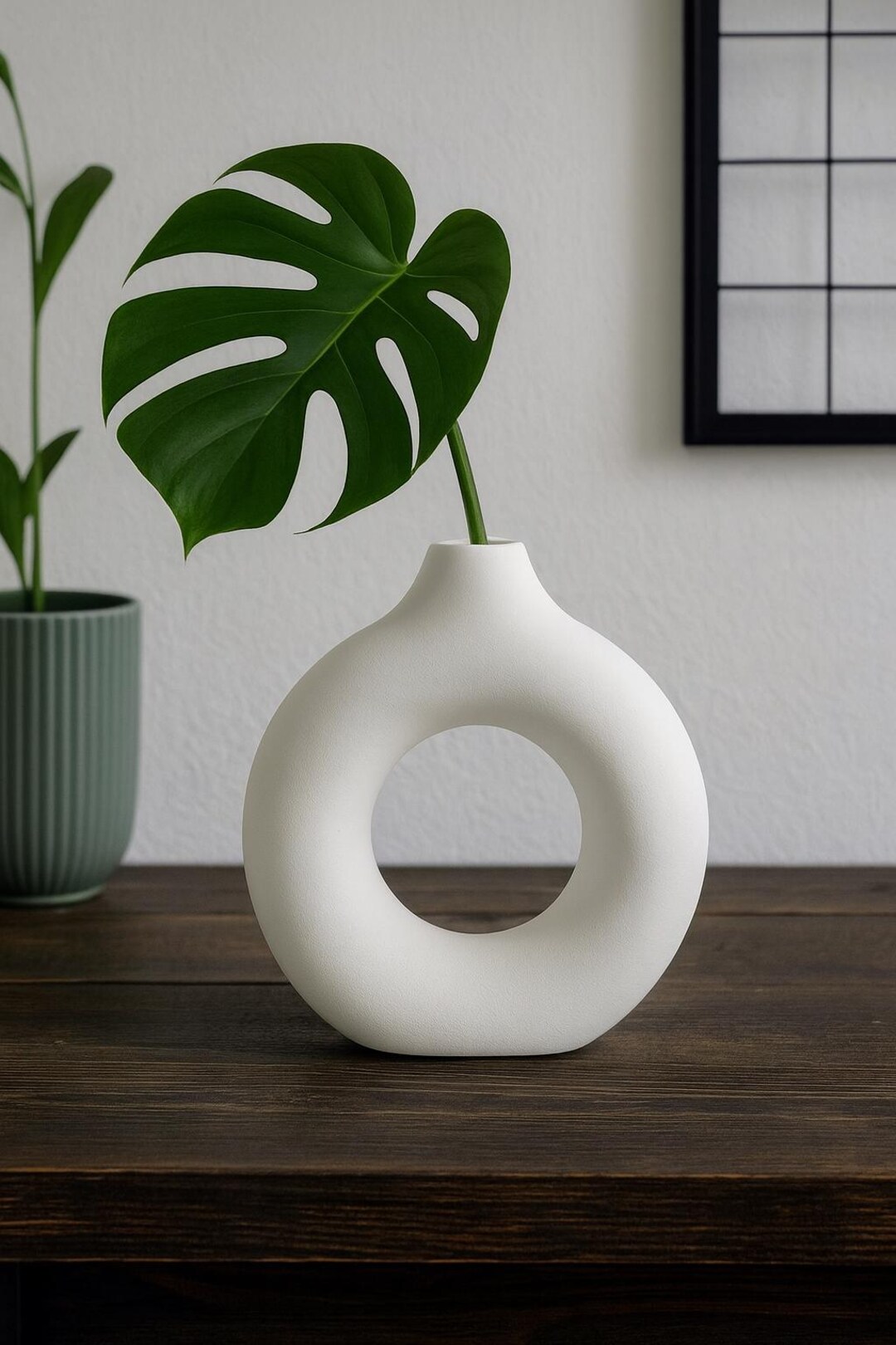 Minimalist Round White Vase – Nordic Ceramic-style Home Decor – Modern ...