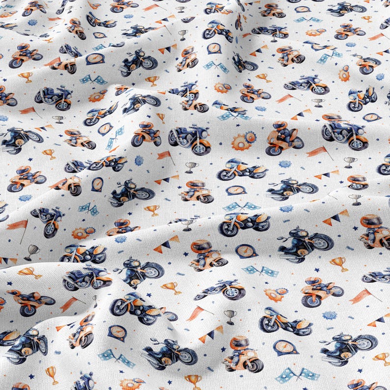 Preorder by Yard Motorcycles Fabric Custom Printed - Etsy