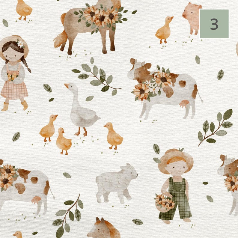Preorder by Yard Farm Animals Fabric Custom Printed - Etsy