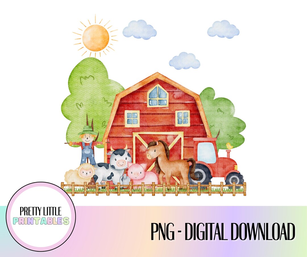 Farm Animals PNG: Barnyard T-shirt Design, Instant Digital Download, - Etsy