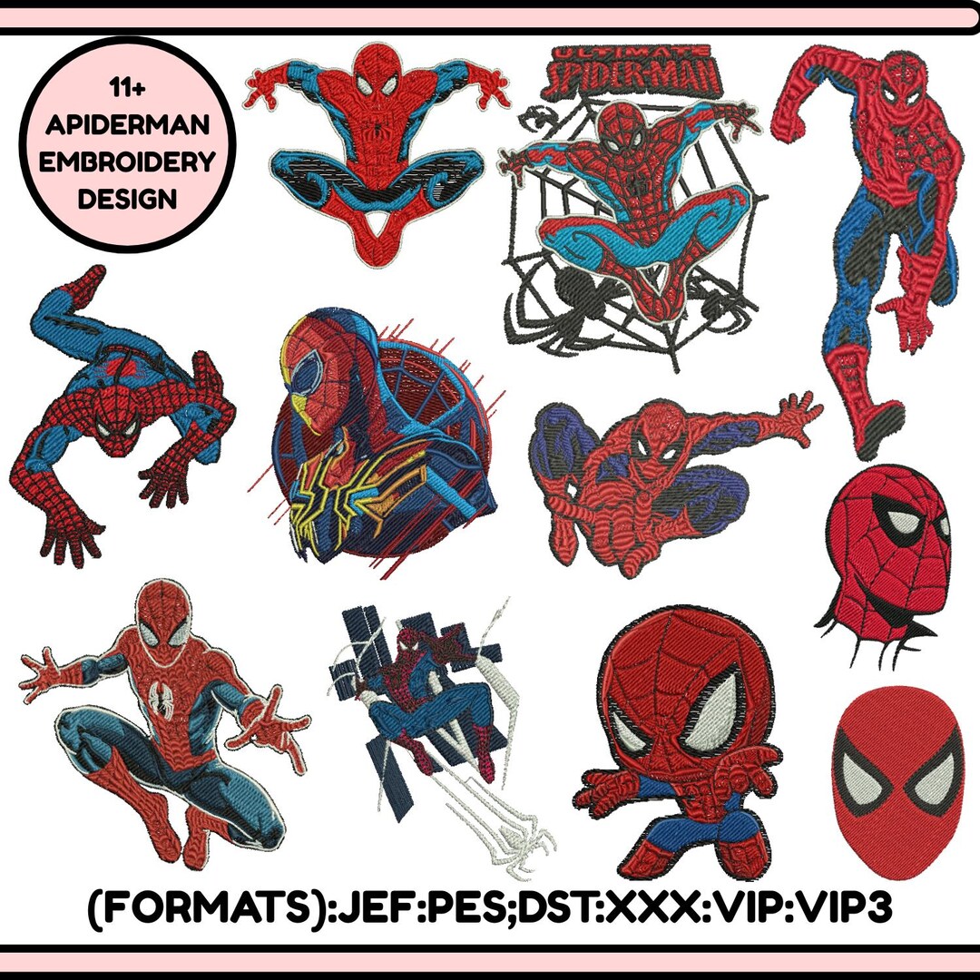 Spider Man Machine Embroidery Design Bundle Flying Web Superhero ...