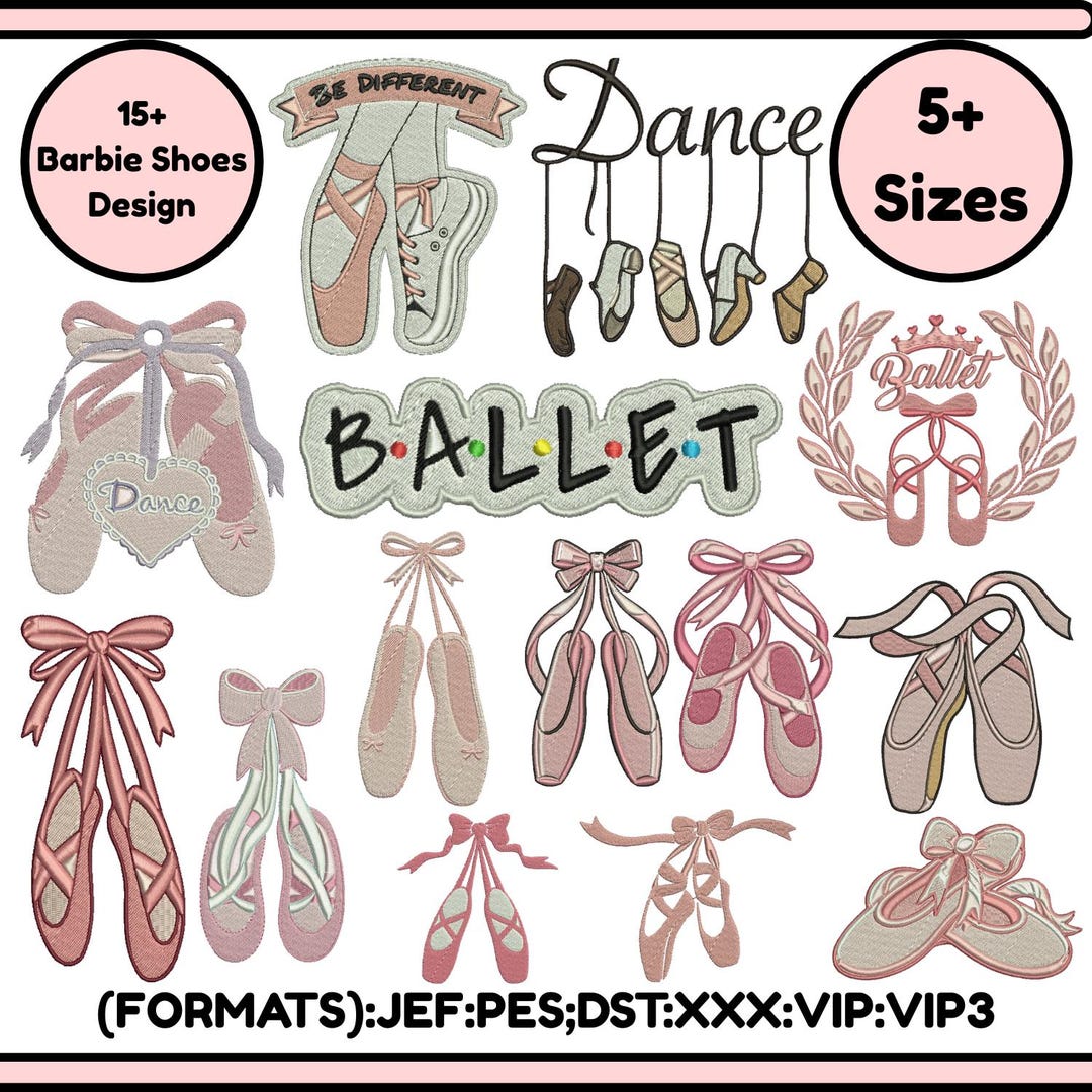 Pointe Shoes Machine Embroidery Designs Ballet Slippers Embroidery ...