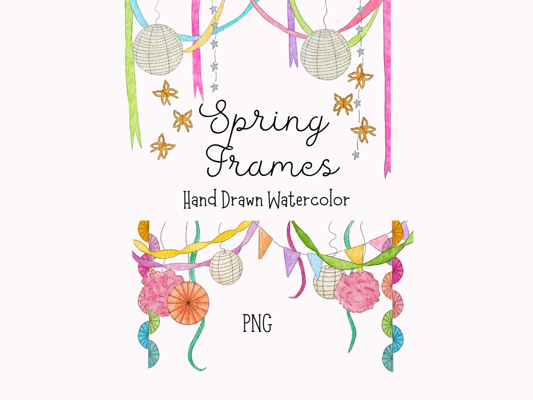 Hand Drawn Pastel Spring Frames Clipart, Garden Party Invite ...