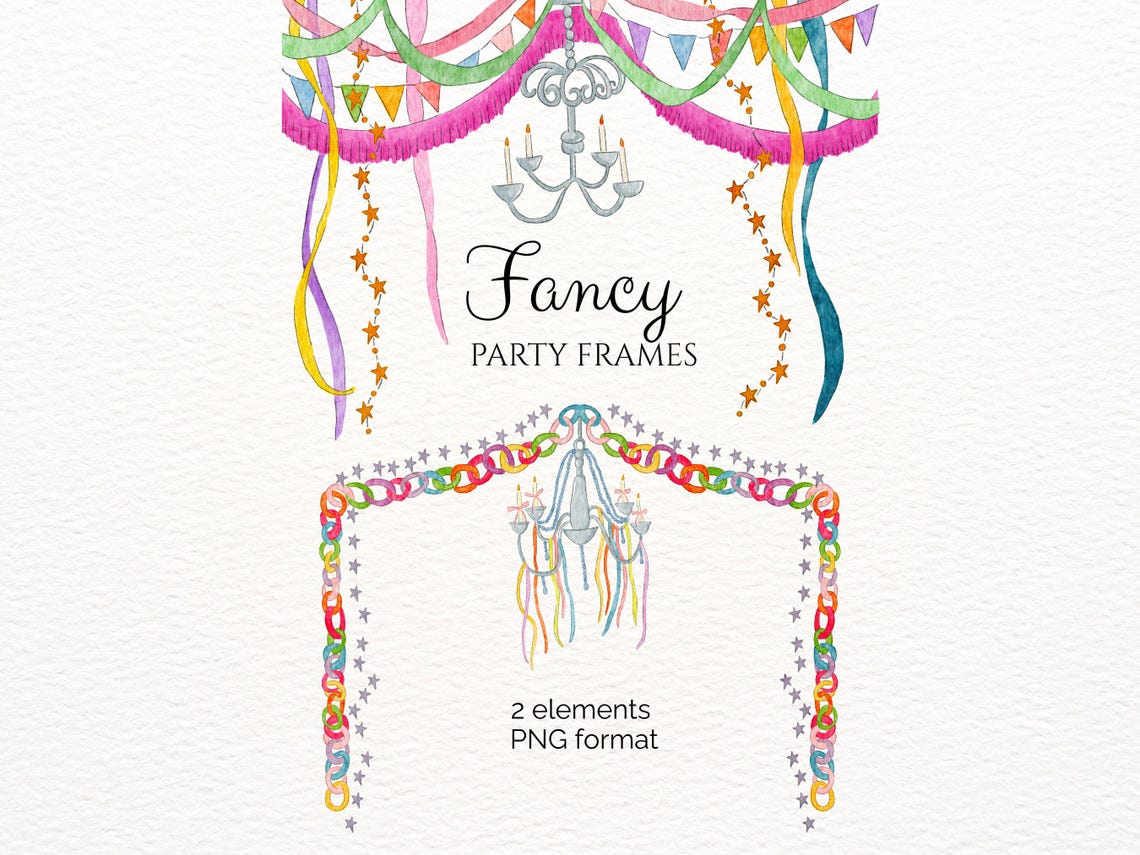 Hand Drawn Fancy Party Frames, Whimsical Vintage Border, Girly Banners ...