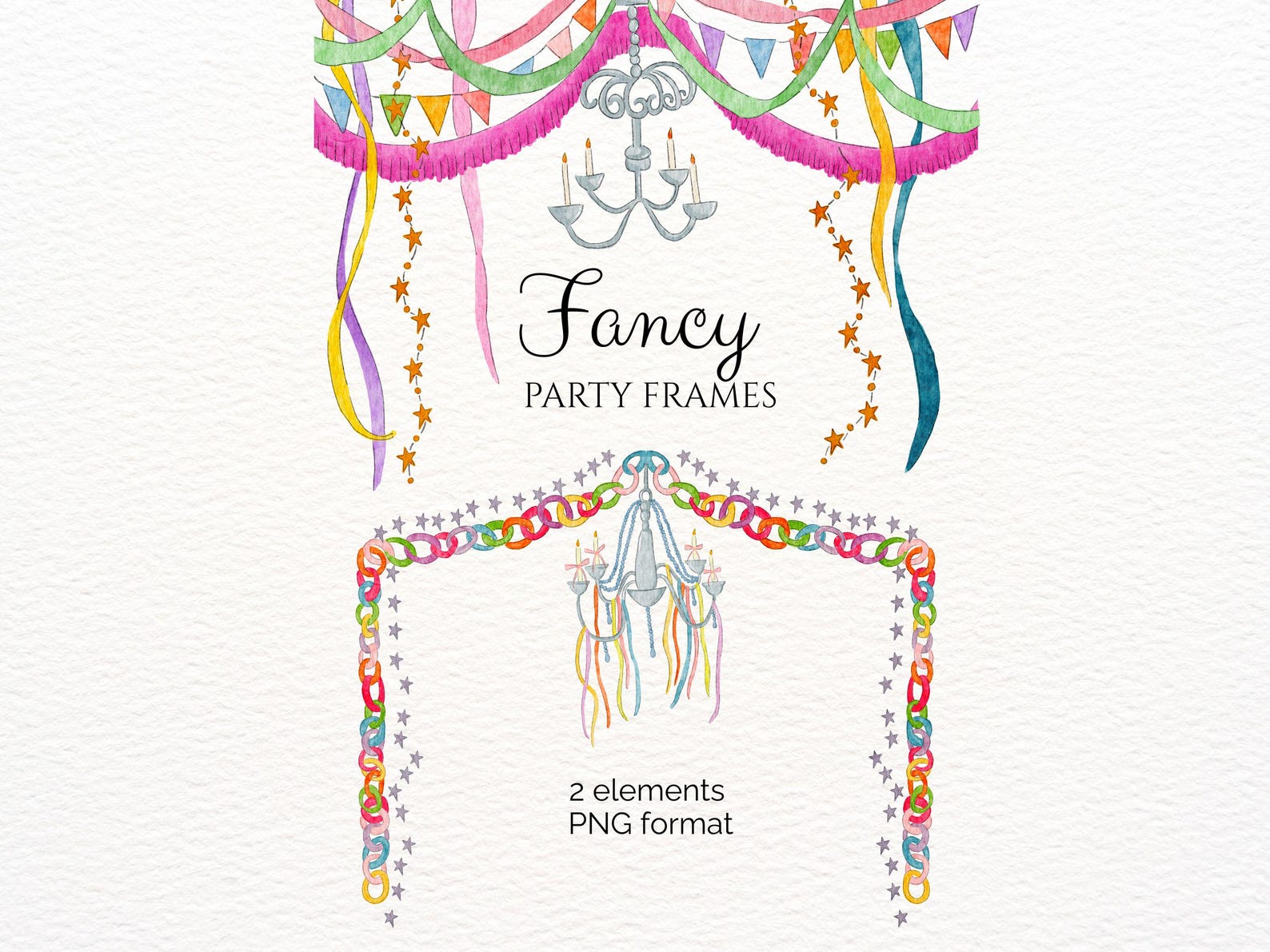 Hand Drawn Fancy Party Frames, Whimsical Watercolor Border, Girly ...
