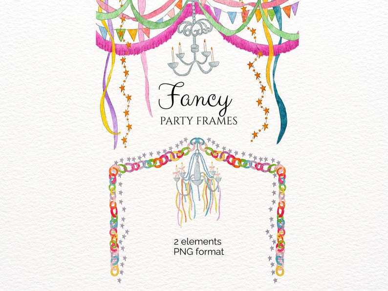Hand Drawn Fancy Party Frames, Whimsical Watercolor Border, Girly ...