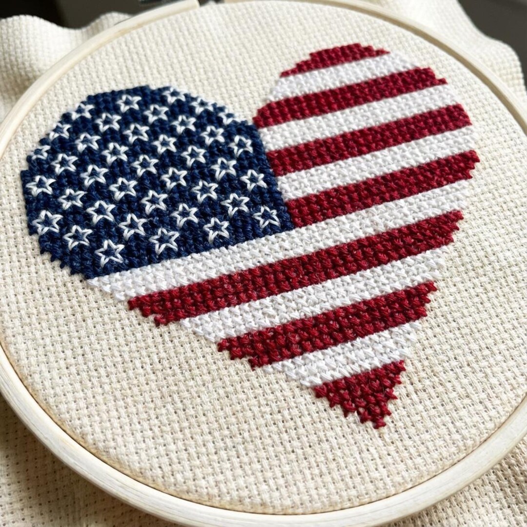 Christmas Cross Stitch American Flag Digital Pattern Winter Holiday ...