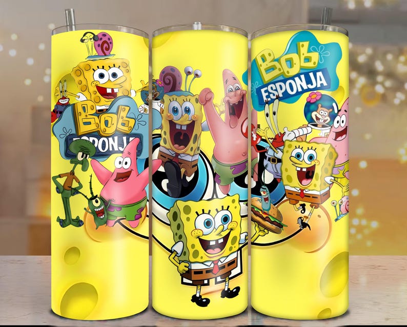 Spongebob Tumbler Wrap PNG 20oz Sublimation Skinny Cup Cartoon Design ...