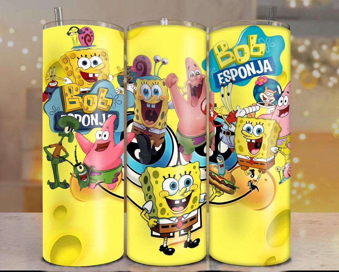 Spongebob Tumbler Wrap PNG 20oz Sublimation Skinny Cup Cartoon Design ...