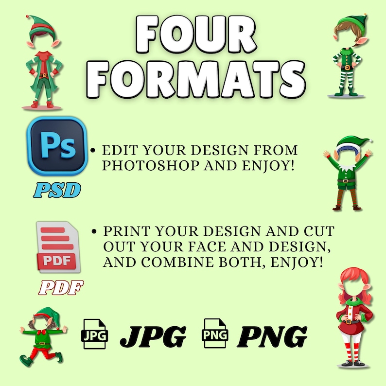 Christmas Elf Photo Templates, Add Your Face, 150+ PNG - Etsy