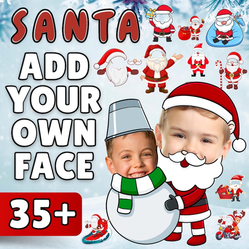 Santa Add-your-face Christmas Photo Cutout Bundle – 35+ Face-in-hole ...