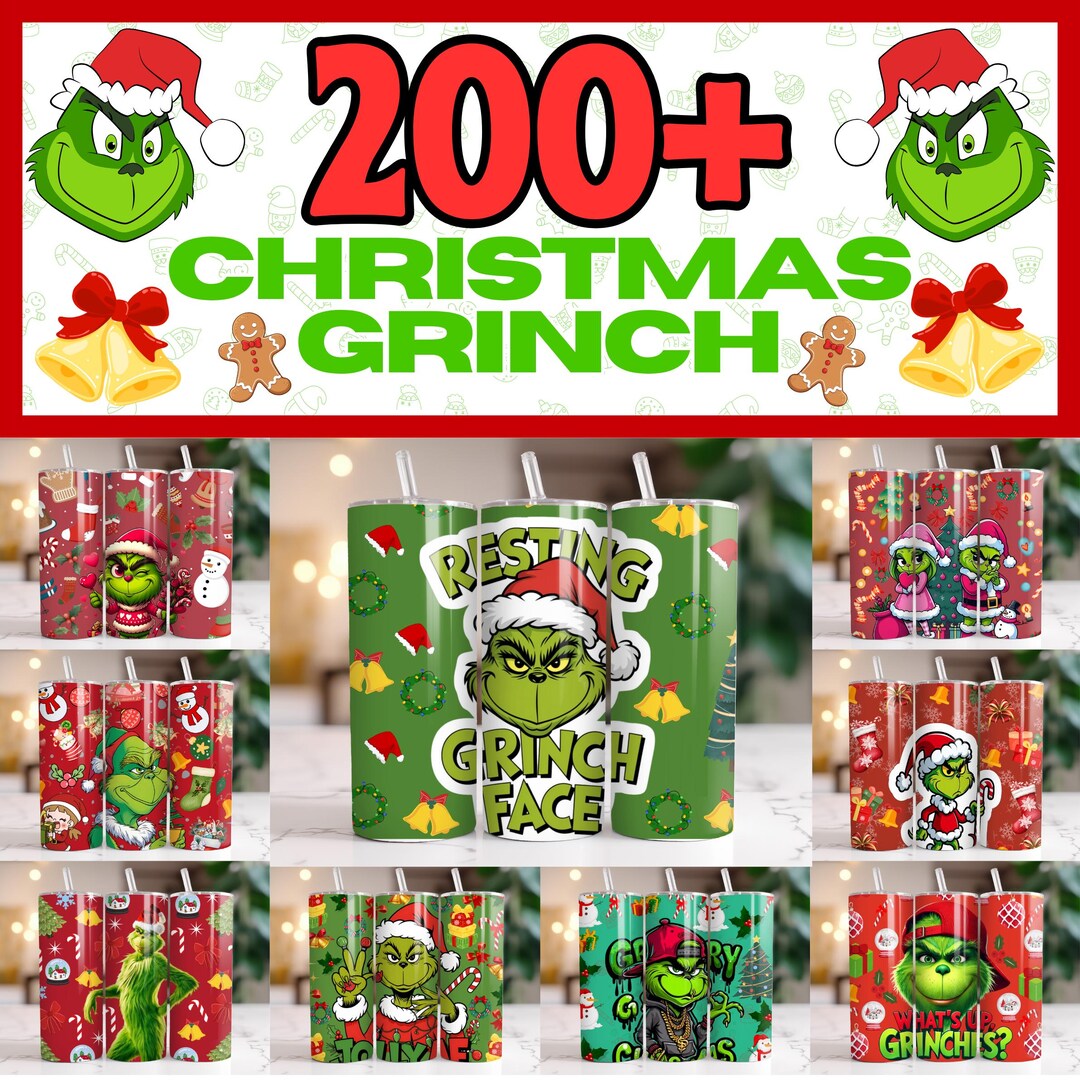 Christmas Grinch Bundle 200+ Designs, Tumbler Wraps 20oz Skinny ...