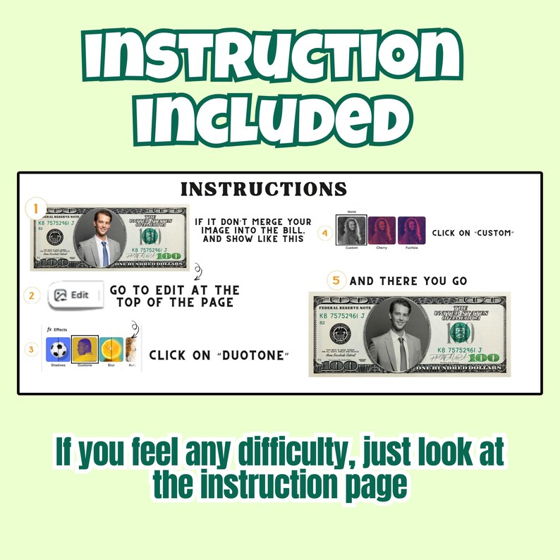 Custom Dollar Bill Canva Template Add Your Face and Name Editable ...