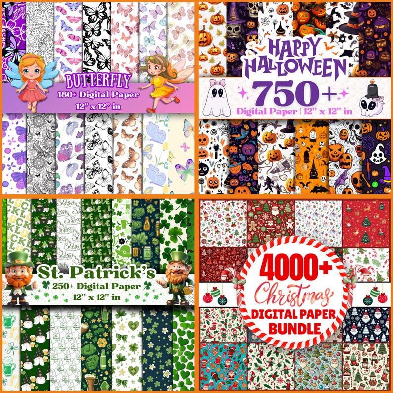 Digital Paper Mega Bundle – 10000+ 12x12 Seamless Patterns, Christmas ...