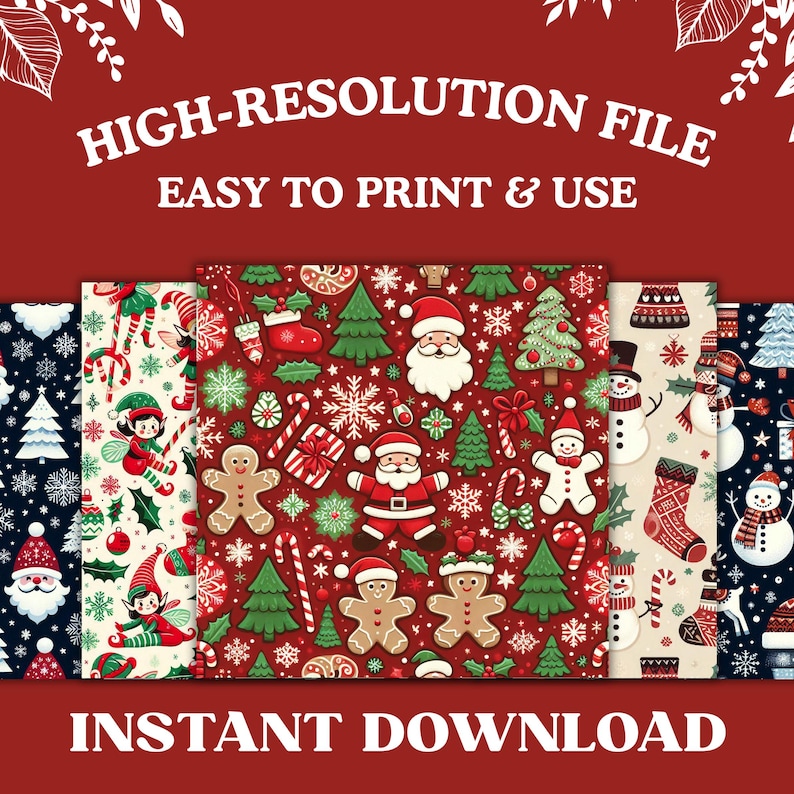 Christmas Digital Paper Bundle, 1700+ Designs, Seamless Patterns ...